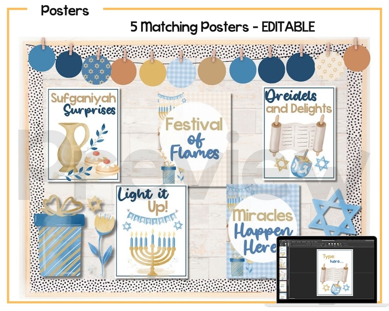 Hanukkah Classroom Decor, Door Decor & Bulletin Board, Writing Prompts ...