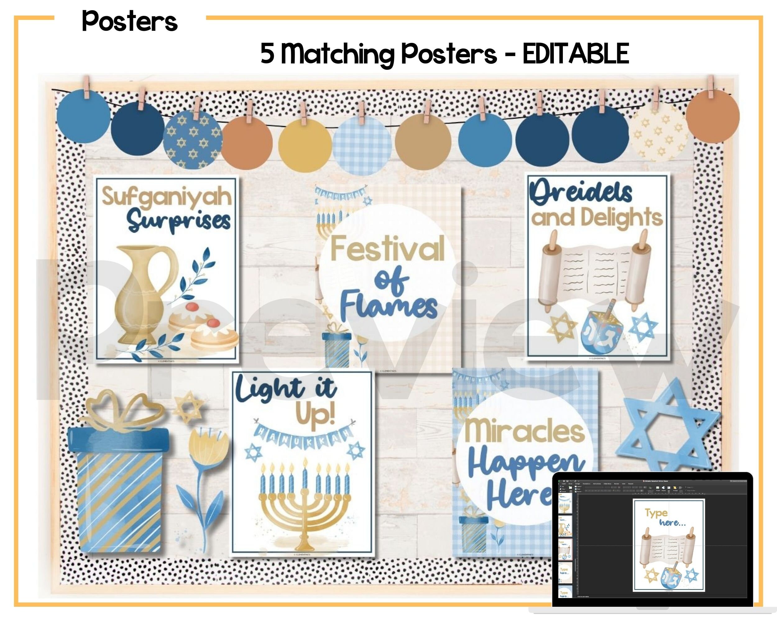 Hanukkah Classroom Decor, Door Decor & Bulletin Board, Writing Prompts ...