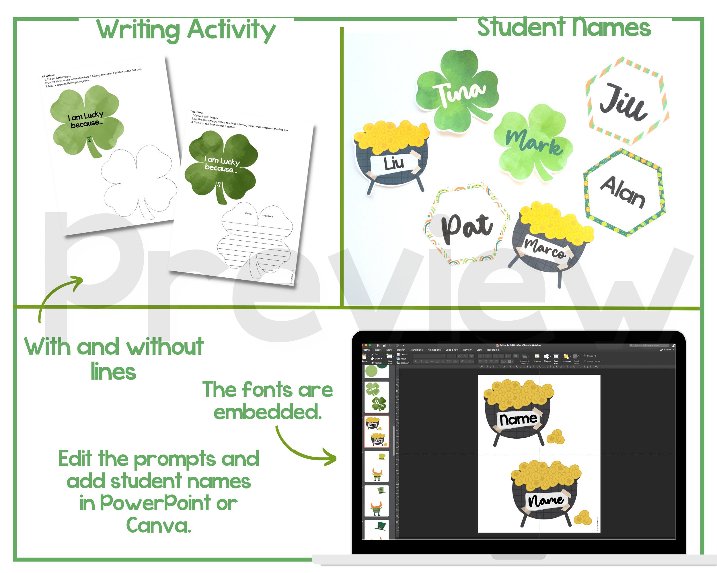 St. Patrick's Day Lucky Leprechaun Bulletin Board & - Etsy