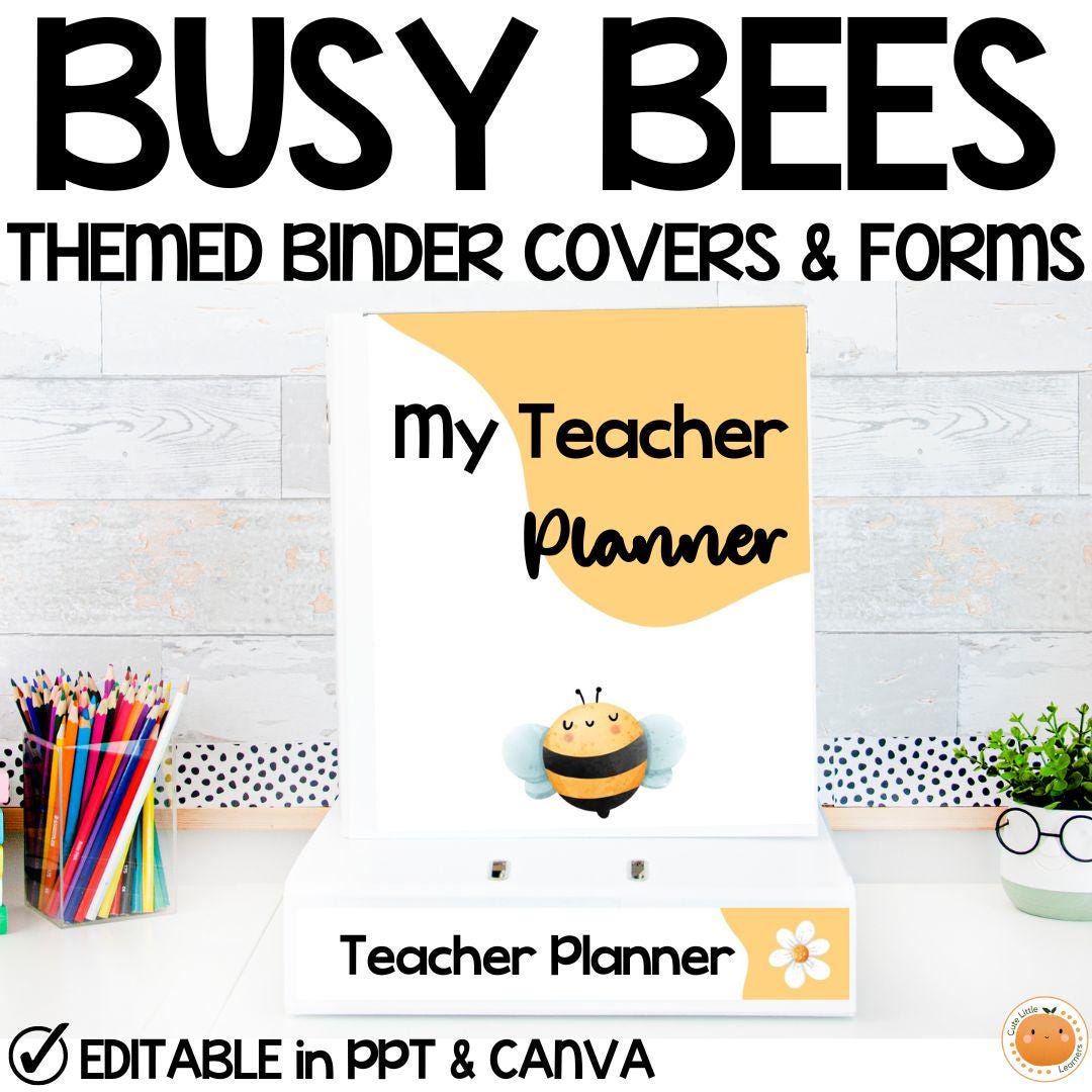 Editable Binder Covers, Spines & Teacher Forms, Busy Bee Themed ...