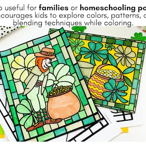 Patrick's Day Stained Glass Coloring Pages, Print and Go Art Project or ...