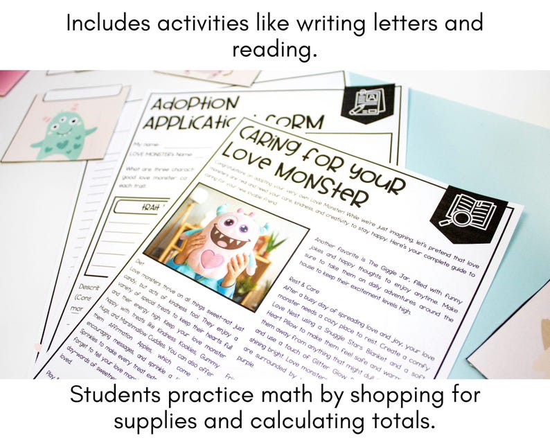 Adopt a Love Monster Project Based Learning, Printable Valentine's Day ...