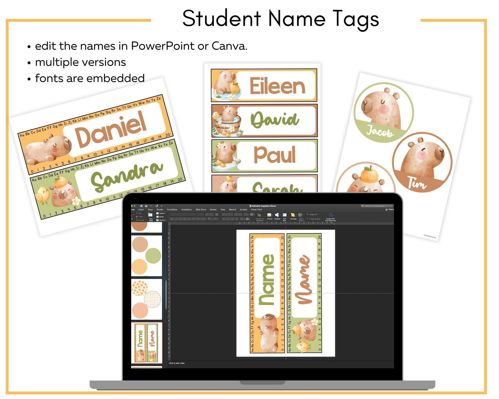 Capybara Classroom Decor Kit | Editable Bulletin Board Set With Posters ...
