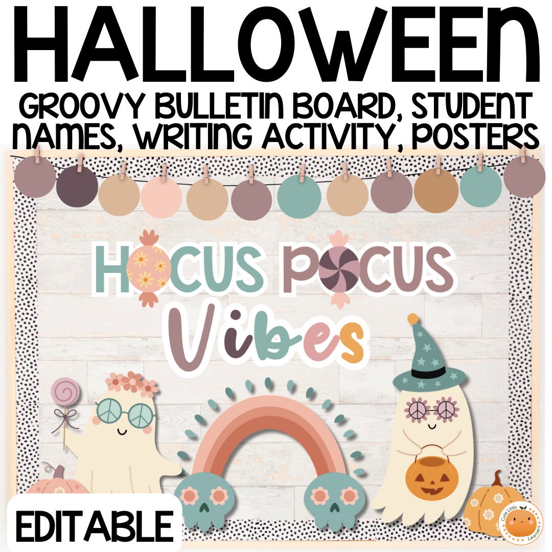 Groovy Halloween Ghosts Classroom Decor Retro Bulletin Board, Door ...