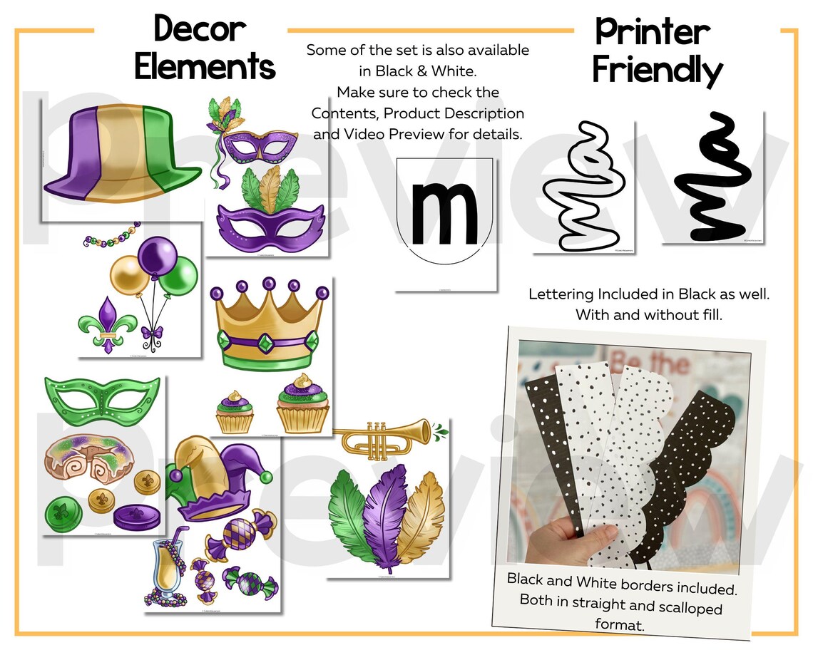 Mardi Gras Bulletin Board, Door Decor & Classroom Decor Posters ...