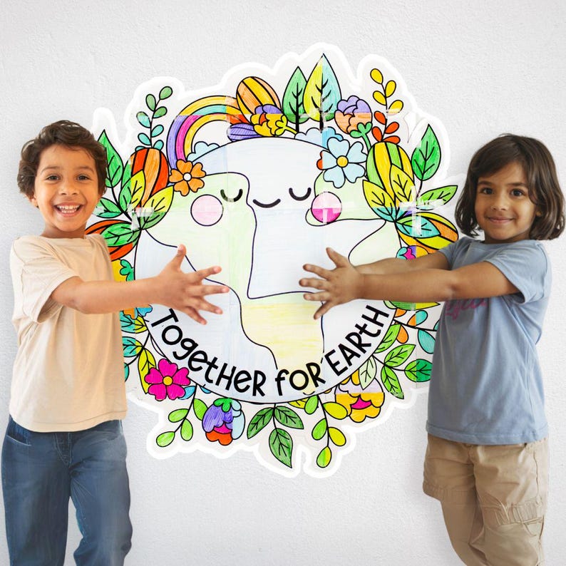Earth Day Collaborative Poster | Printable Coloring Mural for Classroom ...