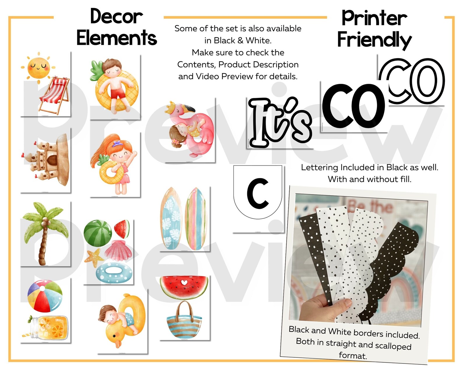 Countdown to Summer Classroom Decor Kit Summer Kids Watercolor Themed ...