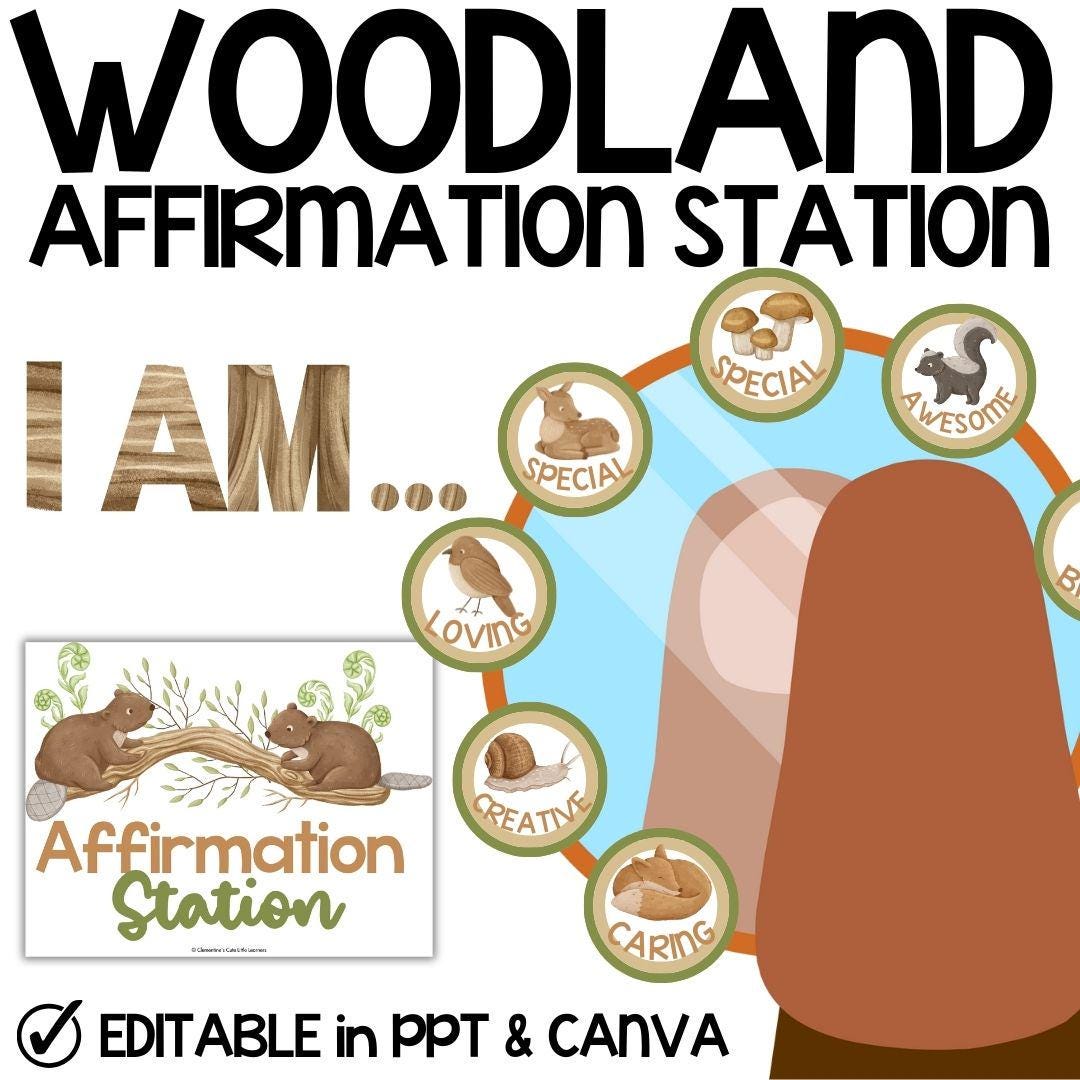 Affirmation Station Woodland Themed, Motivational Classroom Decor ...