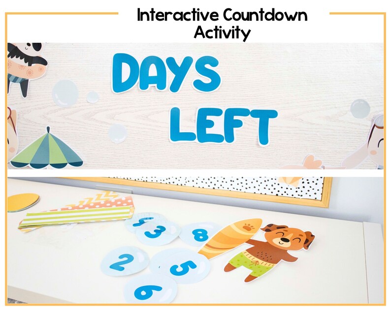 Countdown to Summer Classroom Decor Kit Summer Kids Watercolor Themed ...