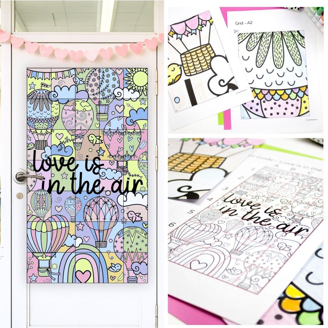 Valentine’s Day Collaborative Poster | Printable Coloring Door Decor ...