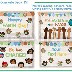 Earth Day Cute Kids Bulletin Board & Classroom Decor + Editable ...
