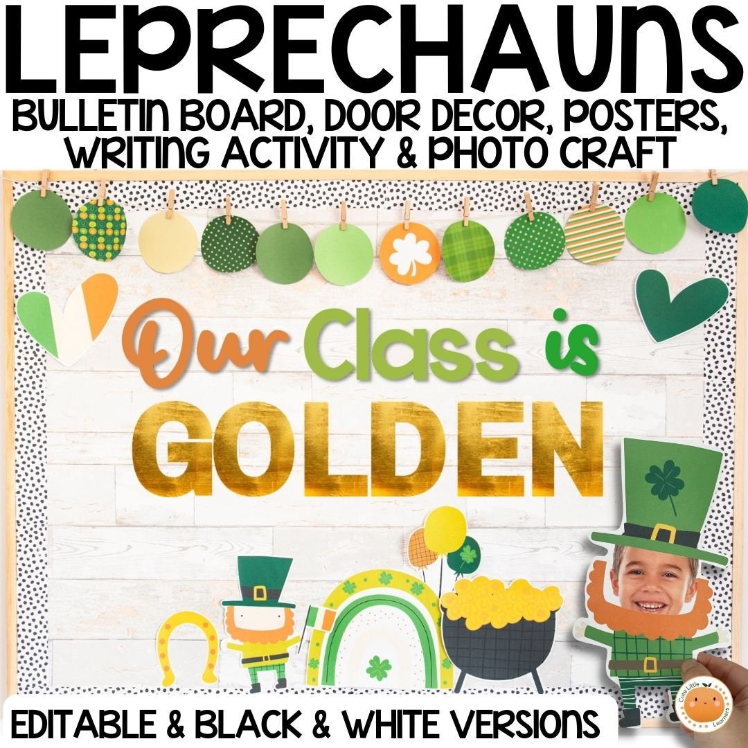 St. Patrick's Day Lucky Leprechaun Bulletin Board & Editable ...