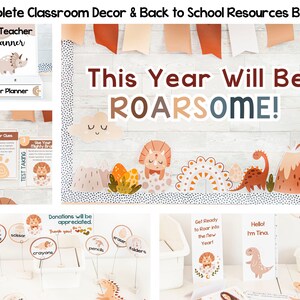 Boho Dinosaurs Editable Classroom Decor Bundle, Bulletin Boards, Back ...