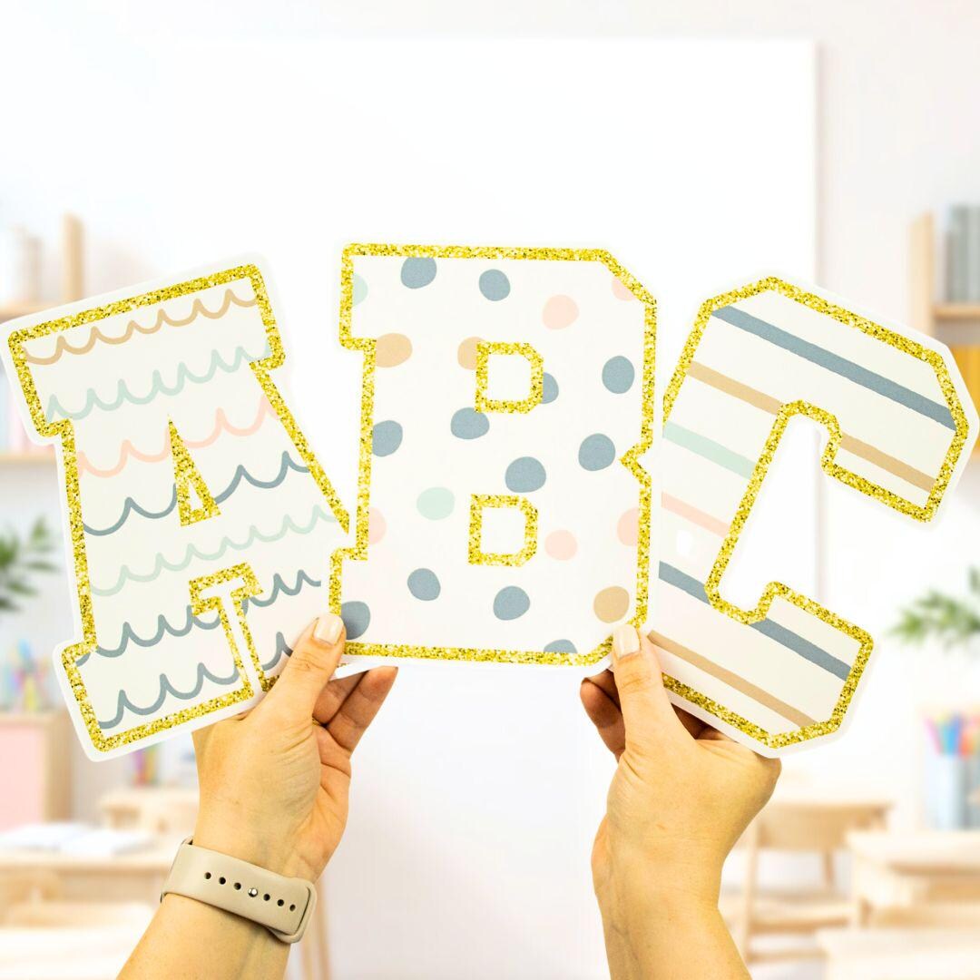 Printable Varsity Letters & Numbers in Soft Pastels for Bulletin Boards ...