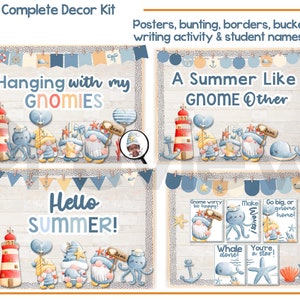 End of Year / Summer Fun Nautical Gnomes Bulletin Board & Classroom ...
