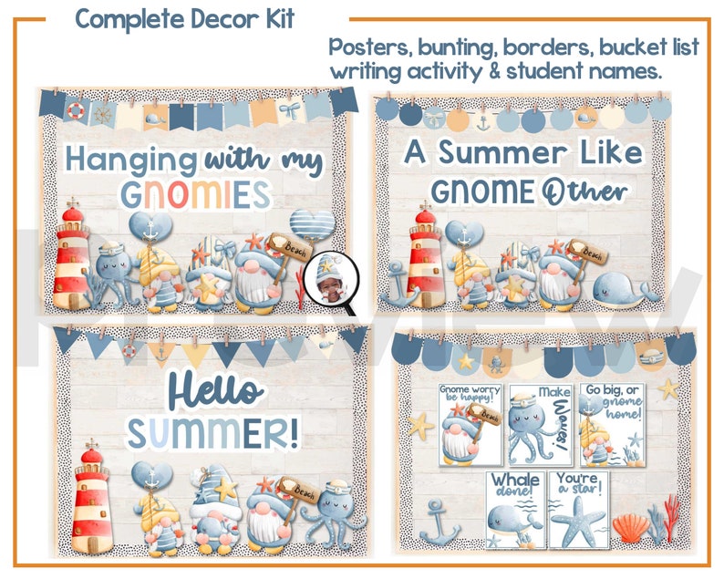 End of Year / Summer Fun Nautical Gnomes Bulletin Board & - Etsy