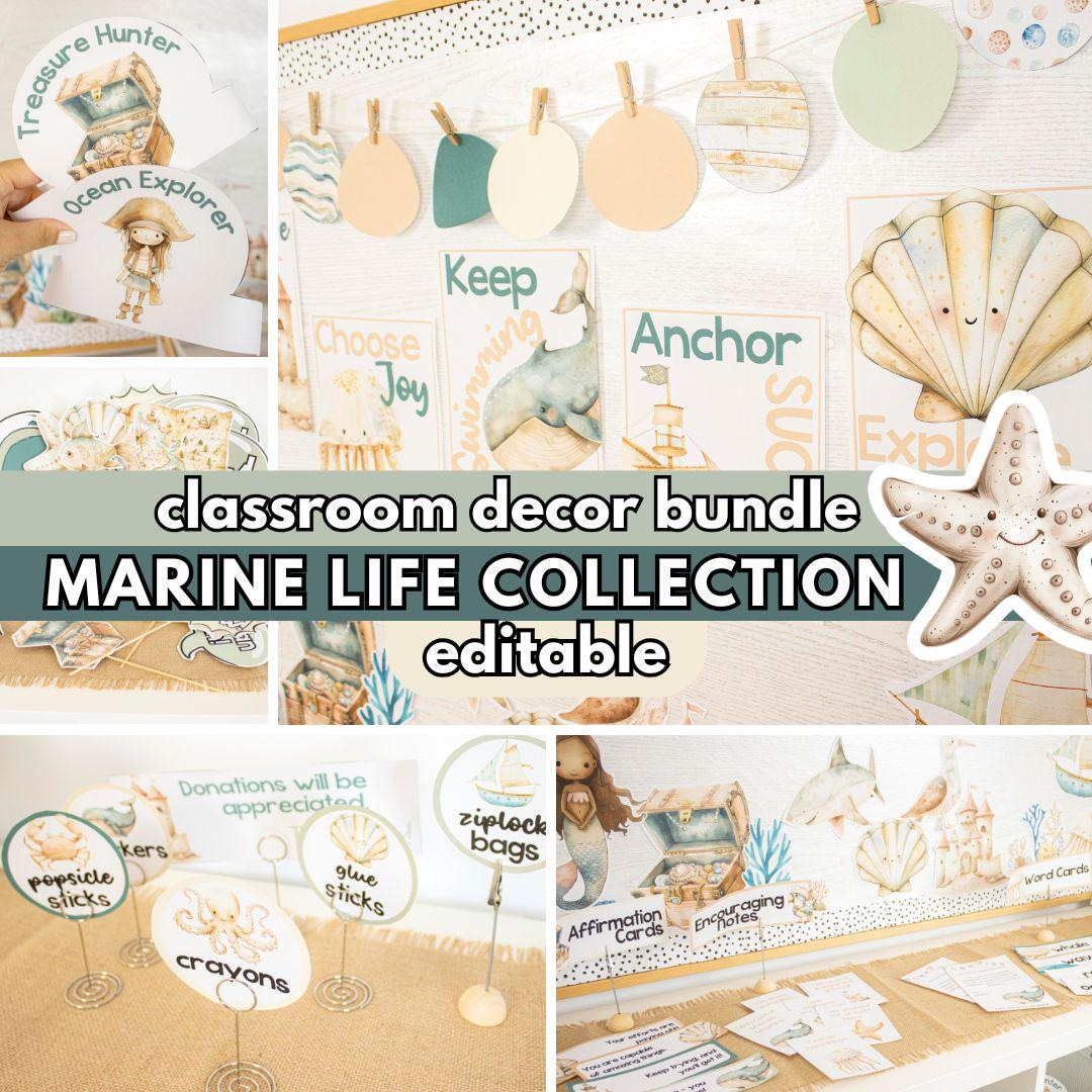 Ocean Editable Classroom Decor Bundle, Bulletin Board Ideas, Back to ...