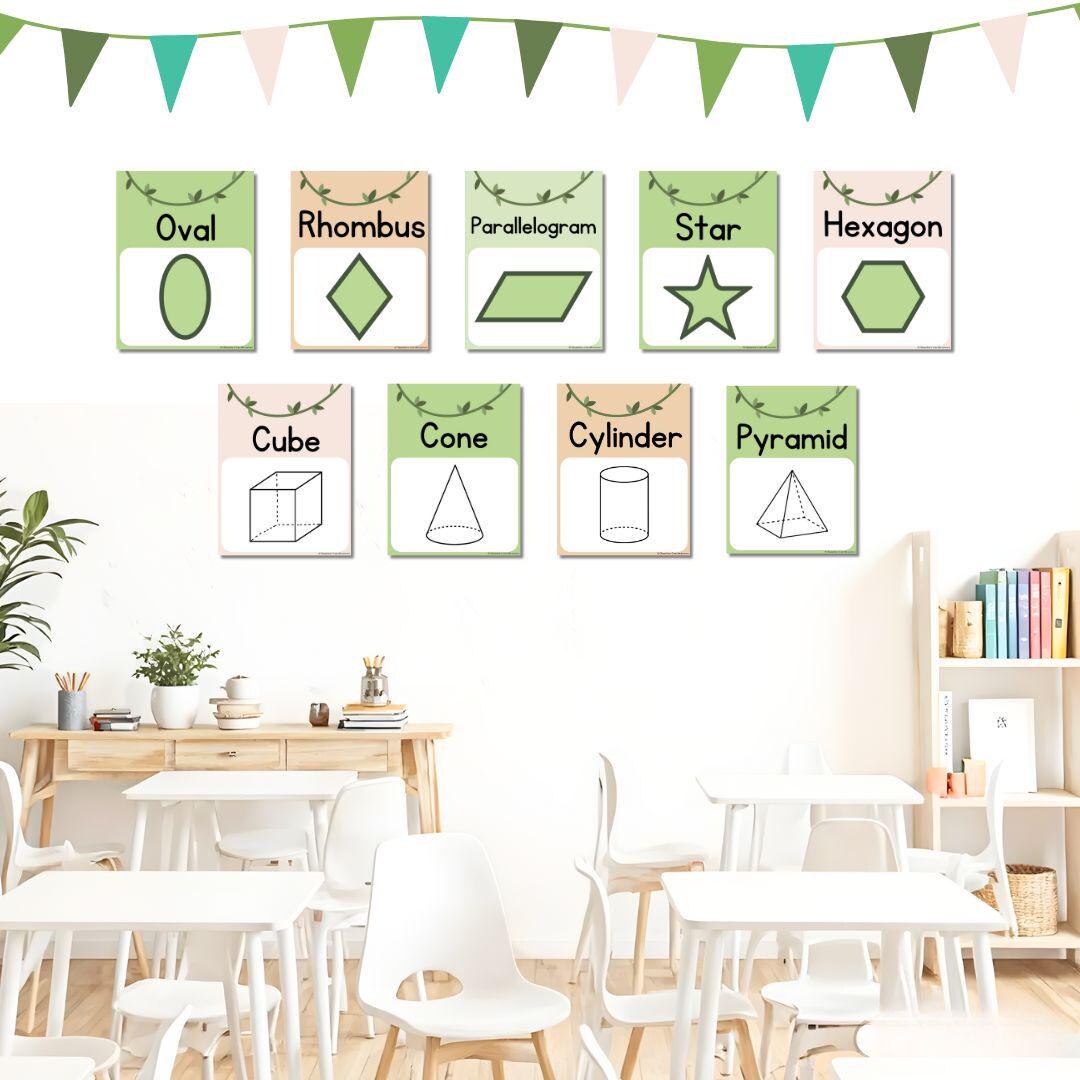 Jungle Safari Themed 2D and 3D Shape Posters for Bulletin Boards and ...