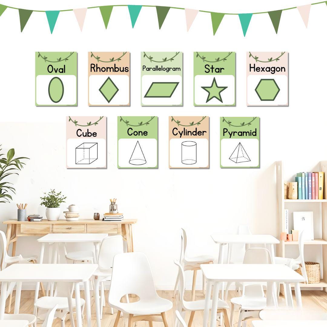 Jungle Safari Shape Posters – 2D and 3D Math Bulletin Board and ...