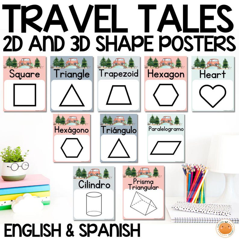 Travel Themed 2D & 3D Shape Posters for Classroom Decor and Bulletin ...