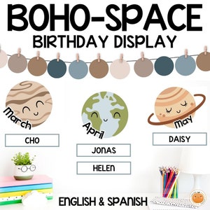 Birthday Display Boho-space, Editable Birthday Bulletin Board ...