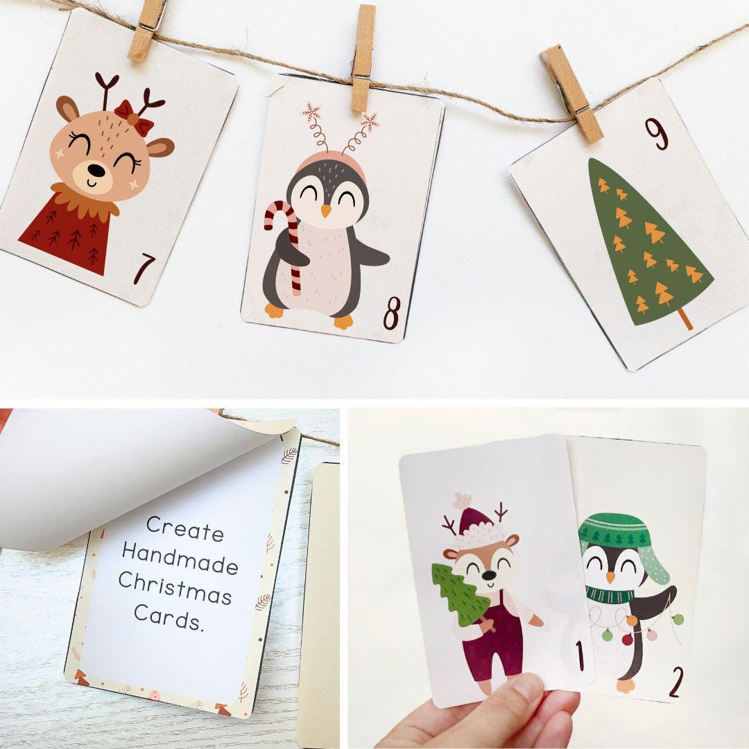 Printable Advent Calendar Cards - Cute Winter Animals Themed - December ...