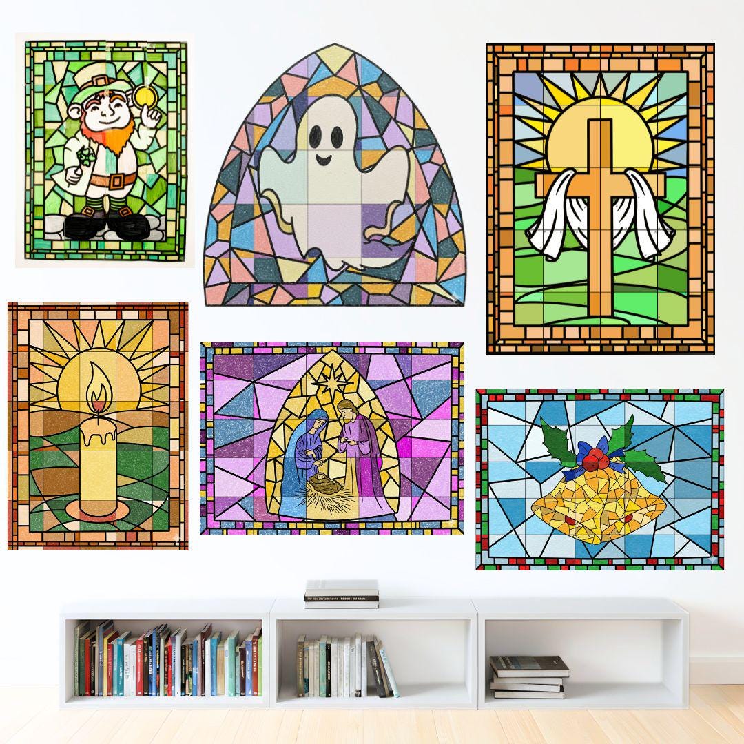 Stained Glass Collaborative Posters Bundle – Seasonal Printable ...
