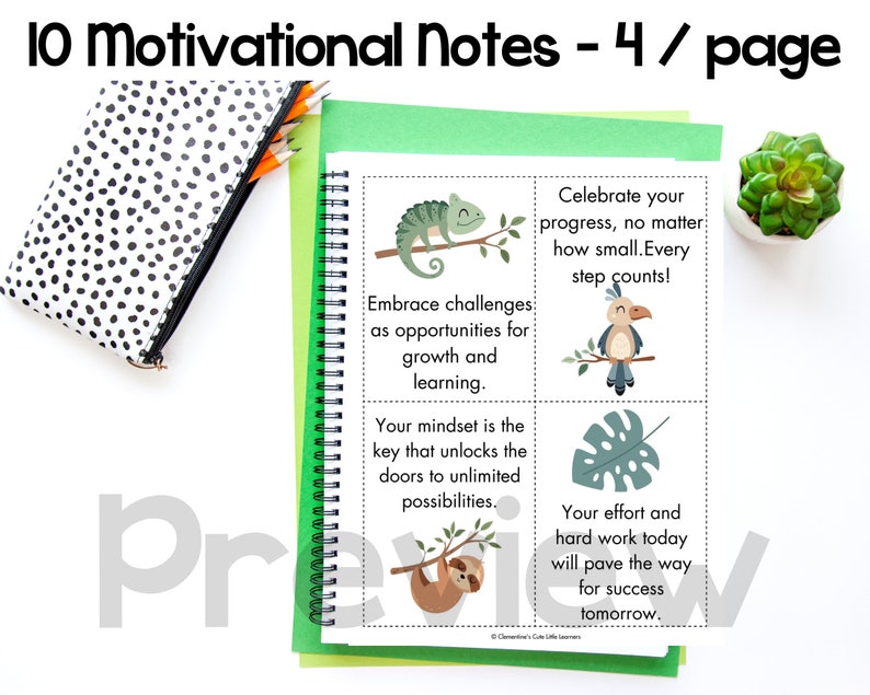 Jungle Safari Growth Mindset Posters - Motivational Notes, Social ...