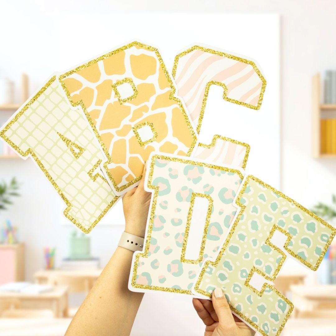 Printable Varsity Letters & Numbers - Pastel Safari Animal Print Theme ...