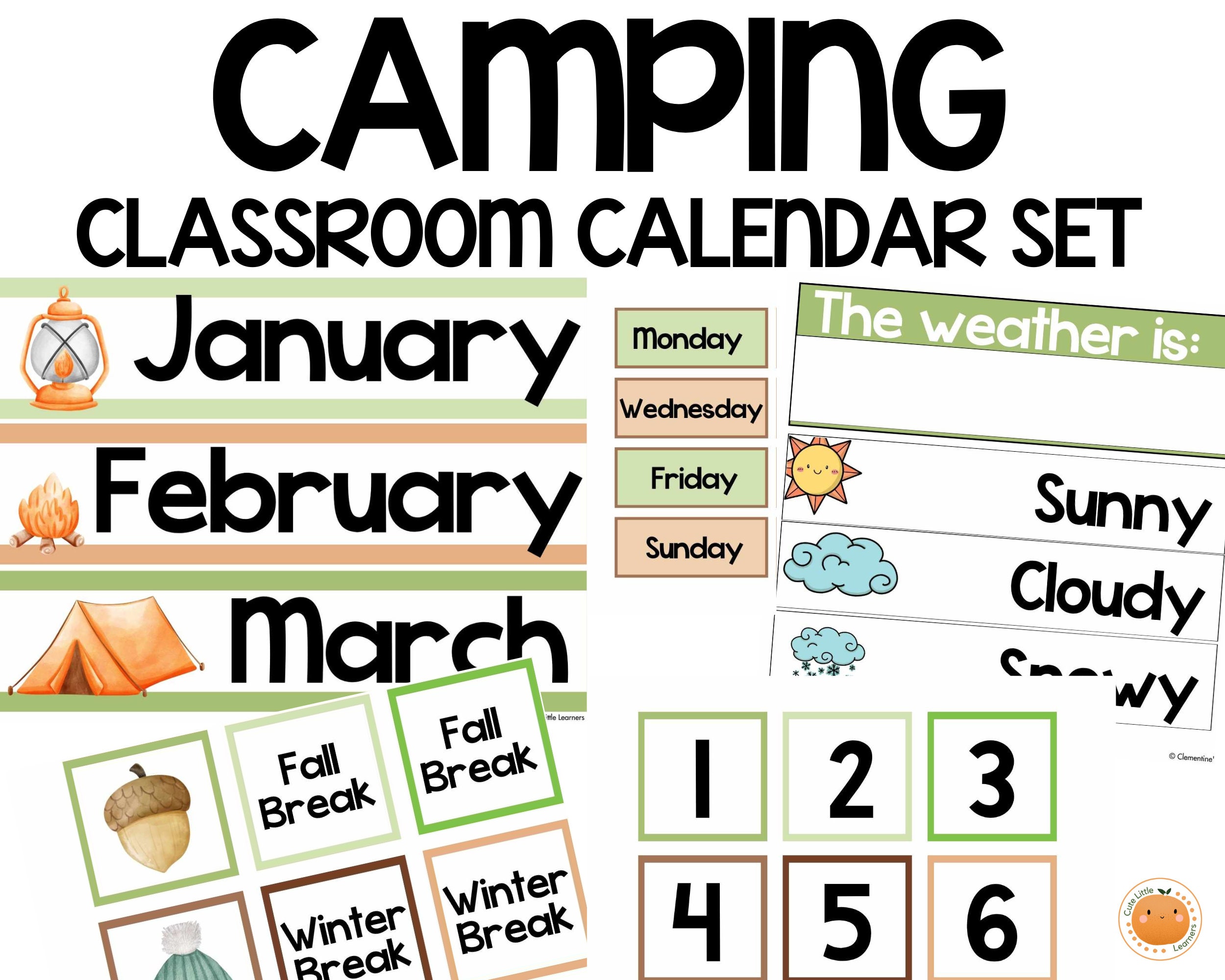 Classroom Calendar Camping Themed Back to School Bulletin - Etsy