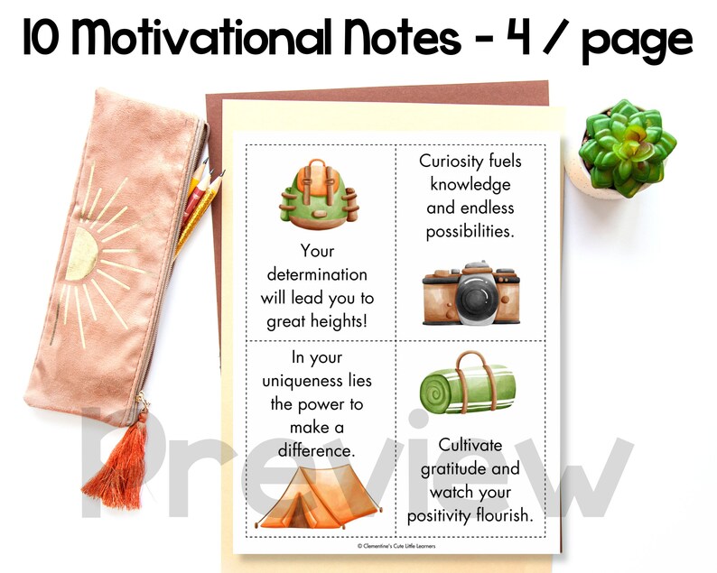 Camping Themed Growth Mindset Posters Motivational Notes, Bulletin ...