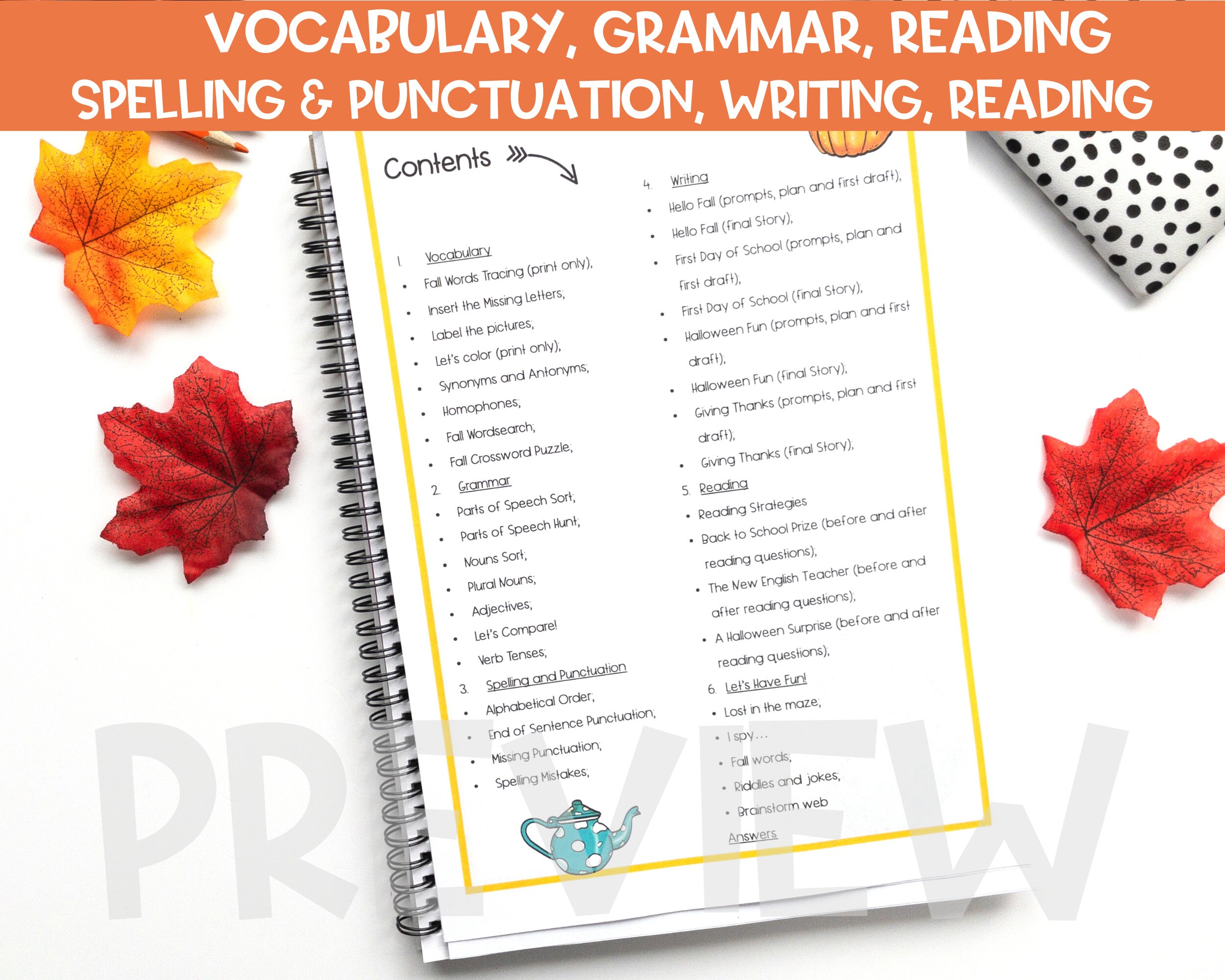 Printable Fall Worksheets Set No Prep & Ready to Go Elementary School ...