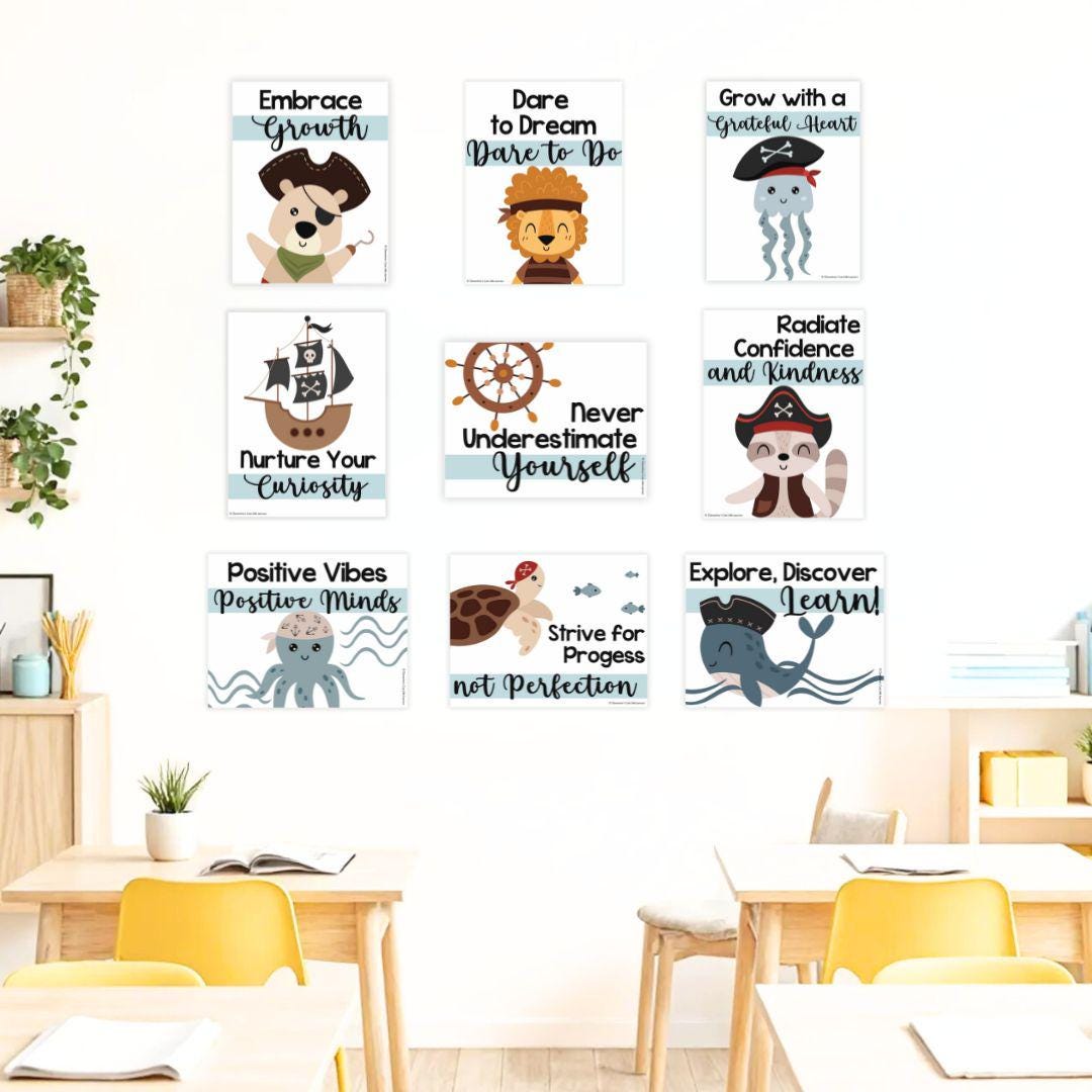 Pirate Growth Mindset Posters - Motivational Notes, Social Emotional ...