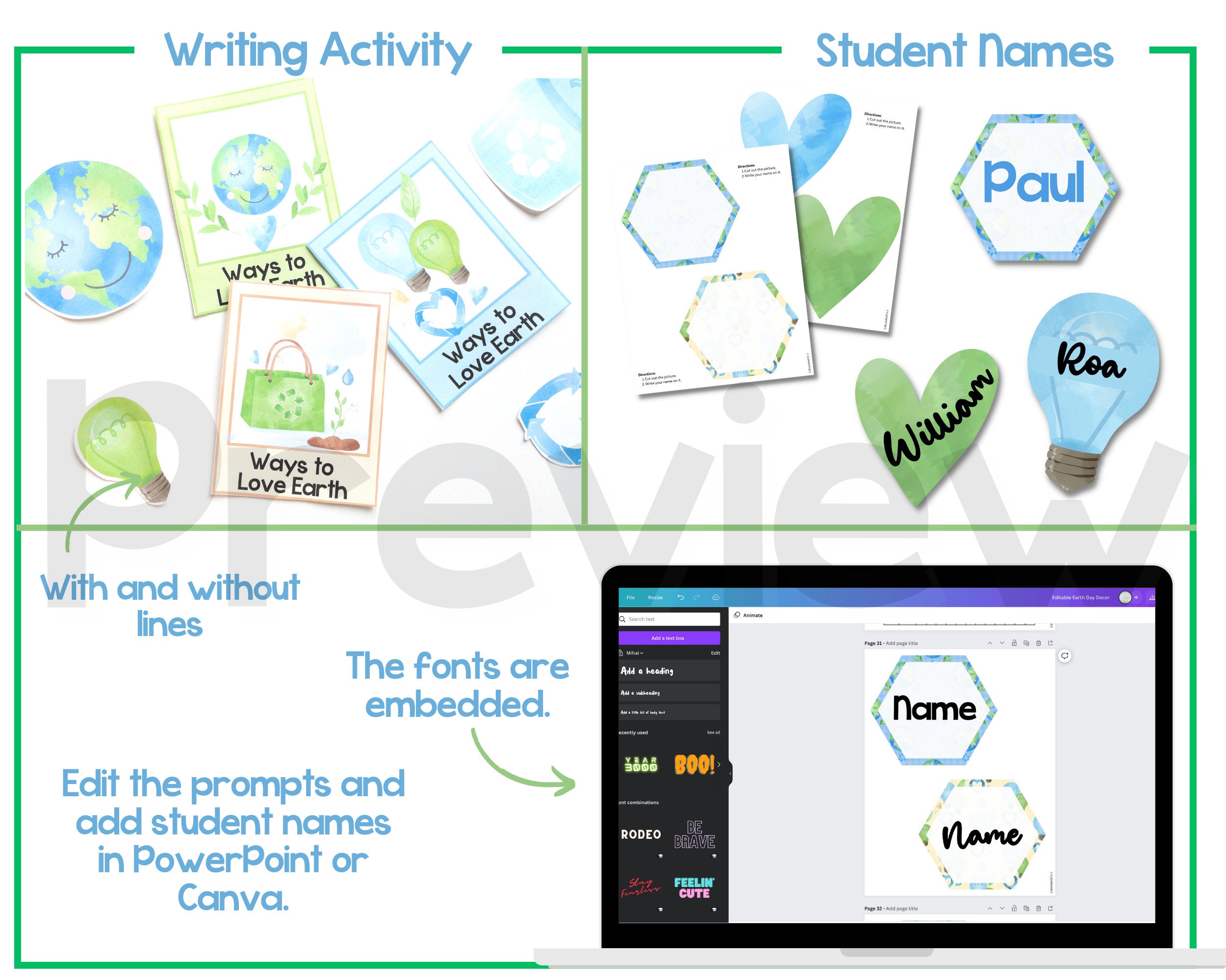 Earth Day Watercolor Bulletin Board & Classroom Decor - Etsy