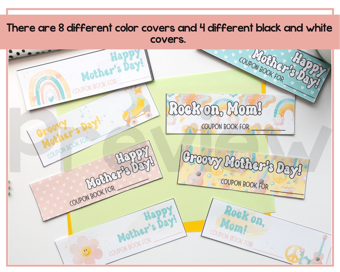Groovy Mother’s Day Coupon Book – Editable Printable Voucher Templates ...