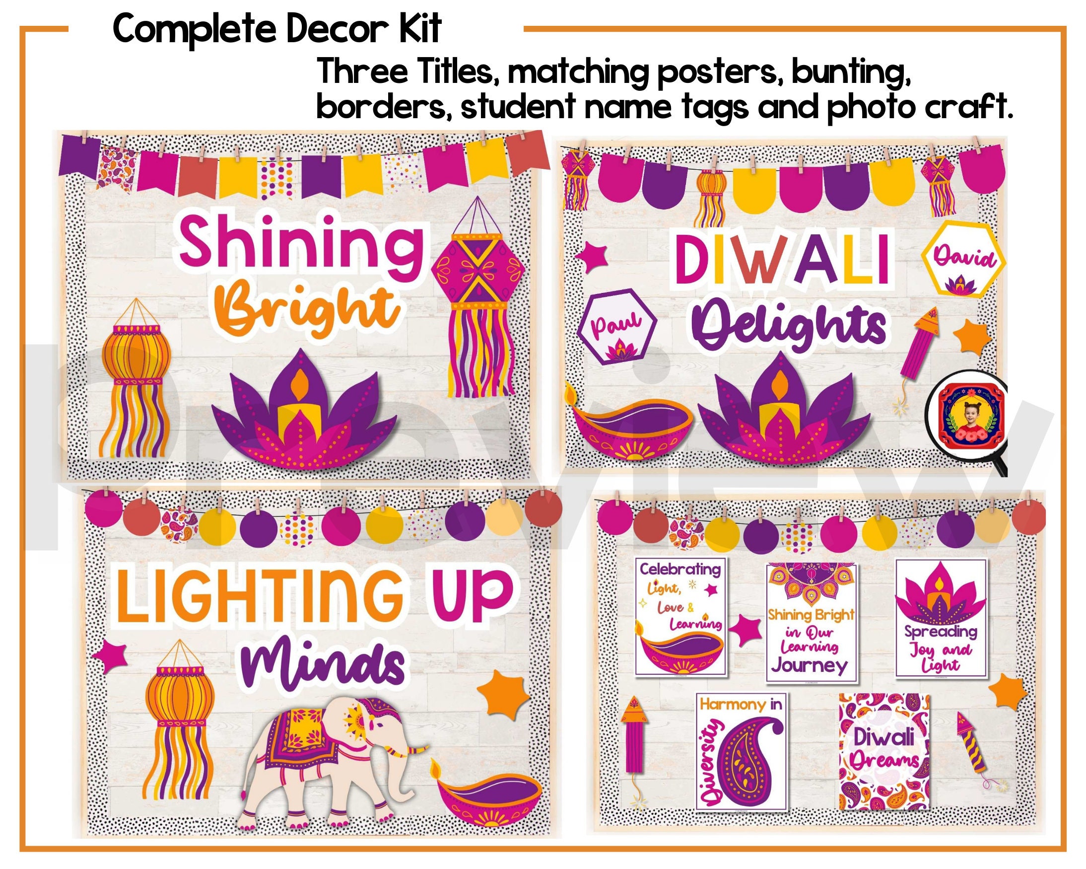Diwali Bulletin Board & Classroom Decor, Posters, Student Names ...