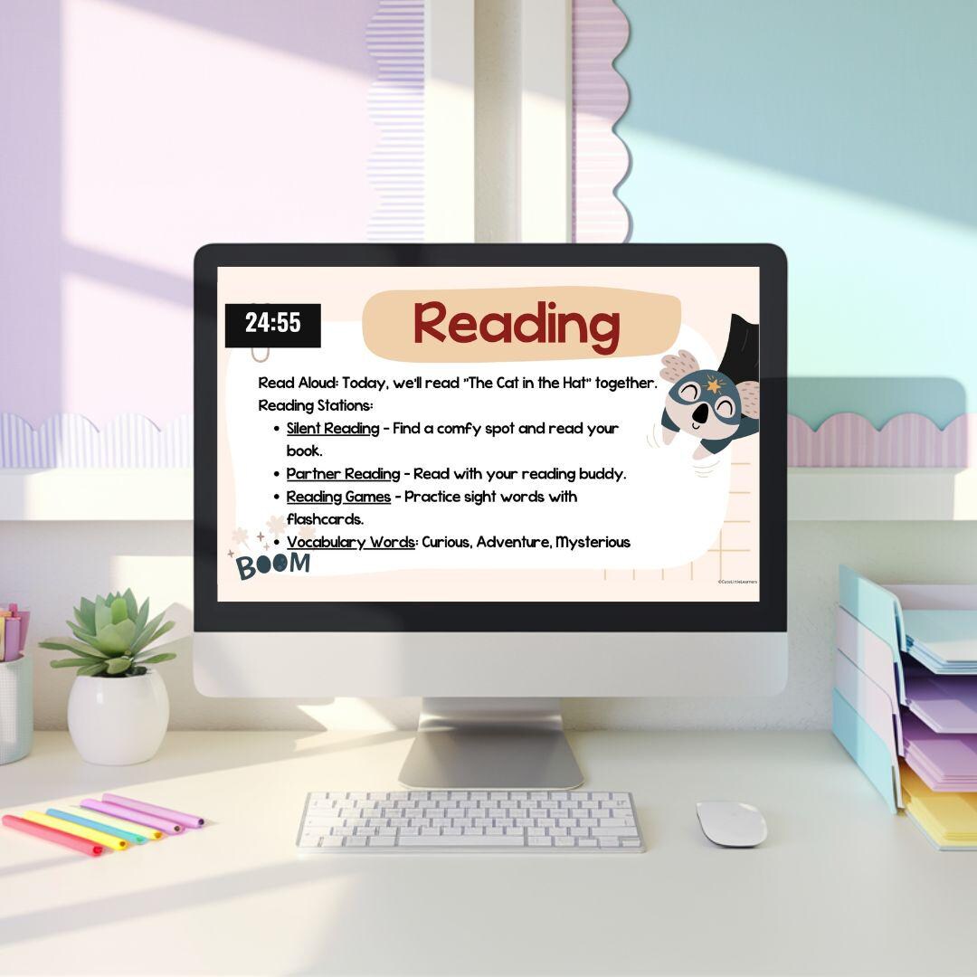 Superheroes Daily Classroom Slides With Timers, Centers, Behavior ...