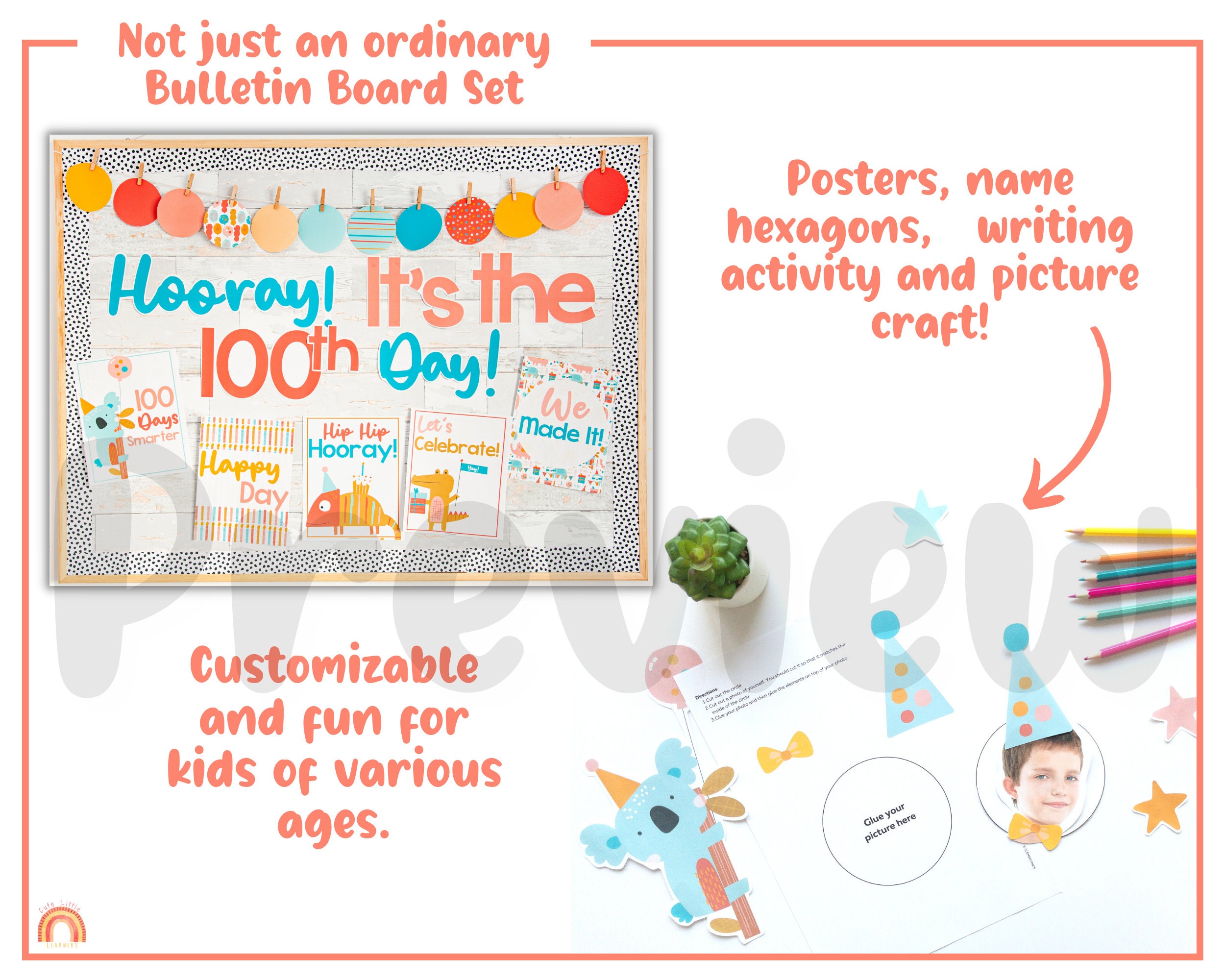 100 Days of School Bulletin Board & Interactive Classroom - Etsy