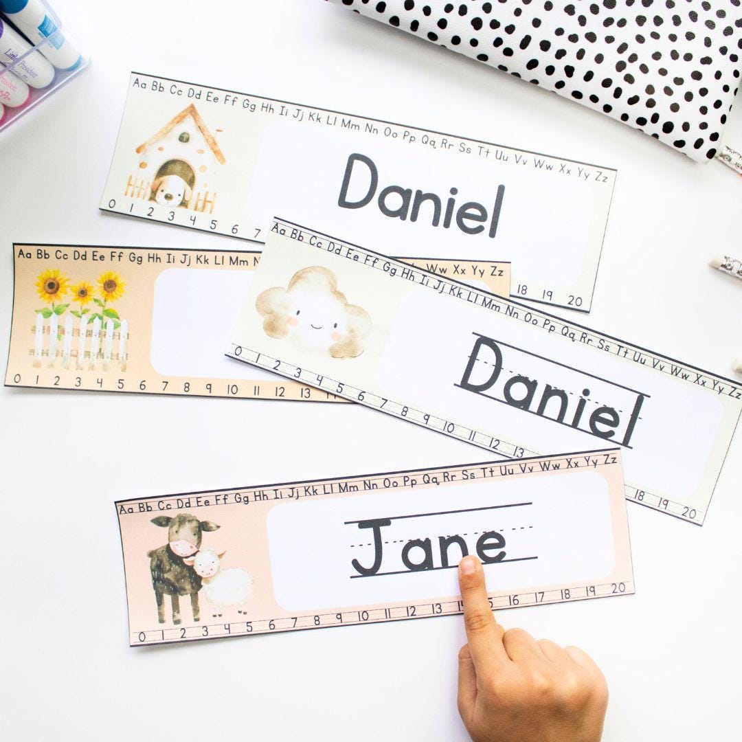 Calm Farm Desk Name Tags | Editable Classroom Labels for Student Desks ...