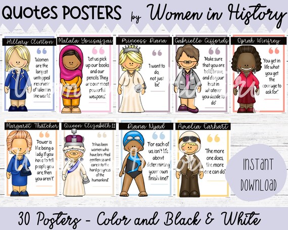 Women's History Month Quotes by Famous Women Posters | Etsy