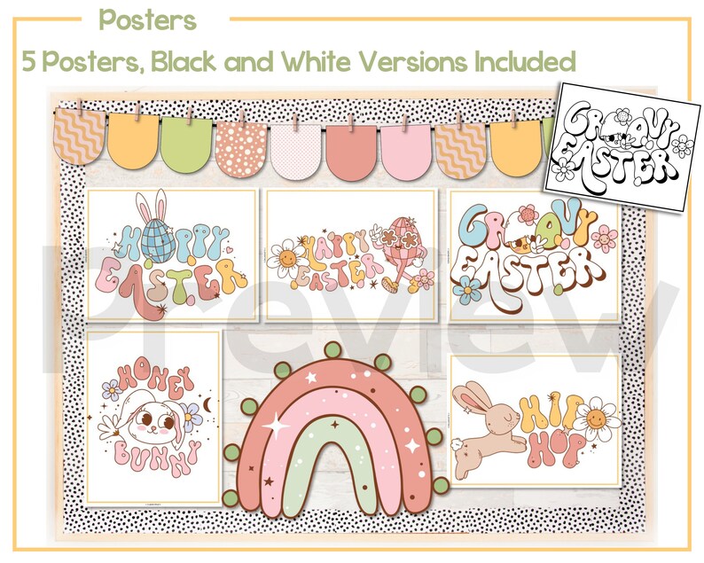 Retro Easter Bulletin Board – Printable Classroom Decor and Editable ...