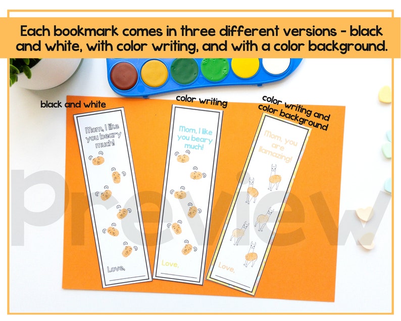 Mother's Day Craft Fingerprint Bookmarks, Print-and-go Templates in ...