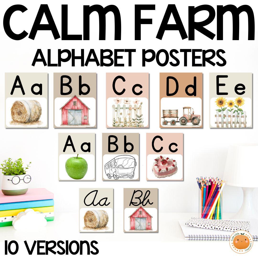Farm Themed Alphabet Posters for Classroom Decor & Bulletin Board ...