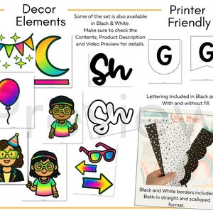 Glow Day Classroom Decor Kit – Bulletin Board Set, Editable Name Tags ...