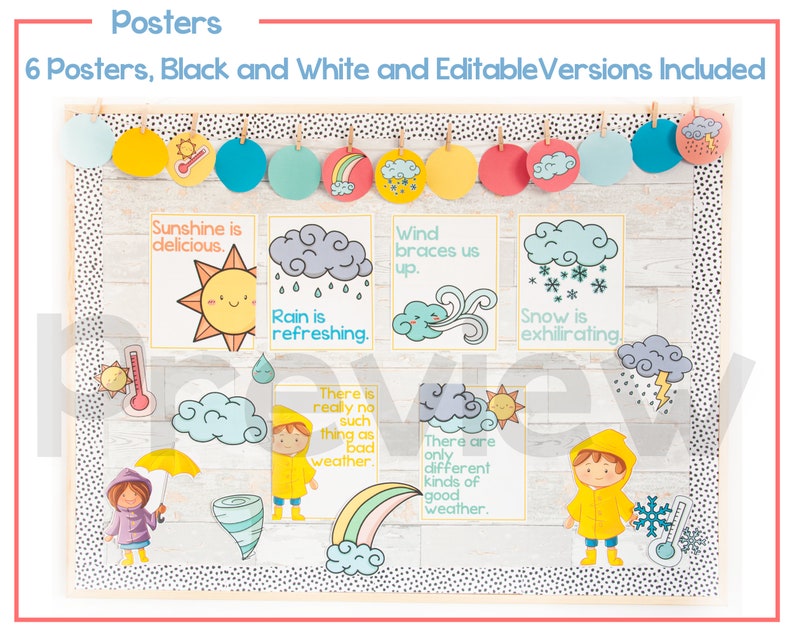 Weather Bulletin Board | Classroom Weather Chart | Rainy Day Decor ...