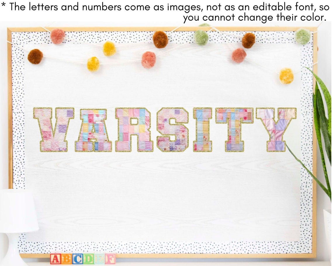Printable Varsity Letters & Numbers in Pastel Patches for Bulletin ...
