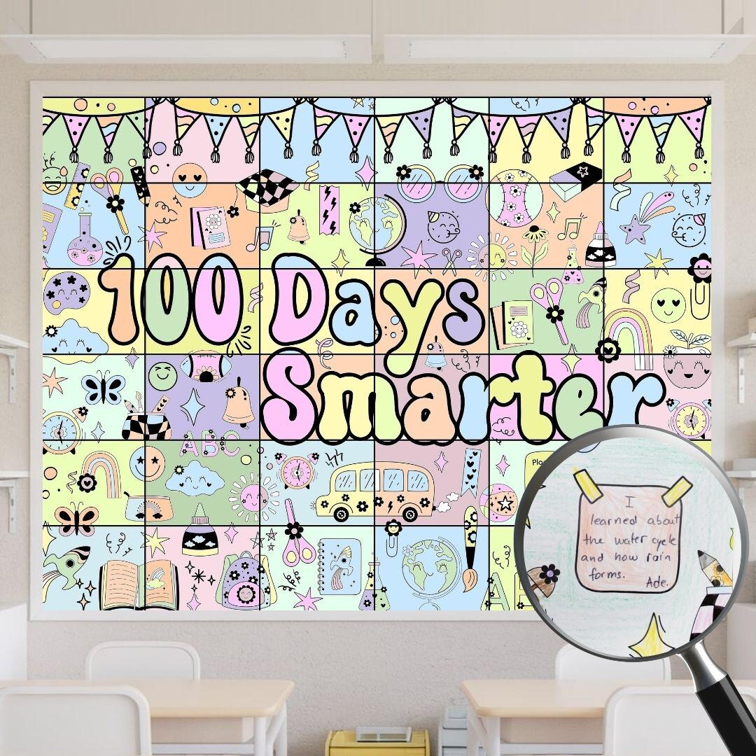 100 Days of School Collaborative Poster for Kids' Reflection - Print ...