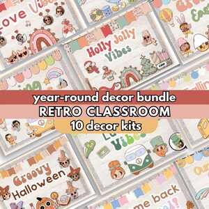 Retro Classroom Decor Bundle, Year-round Bulletin Boards & Door Decor ...