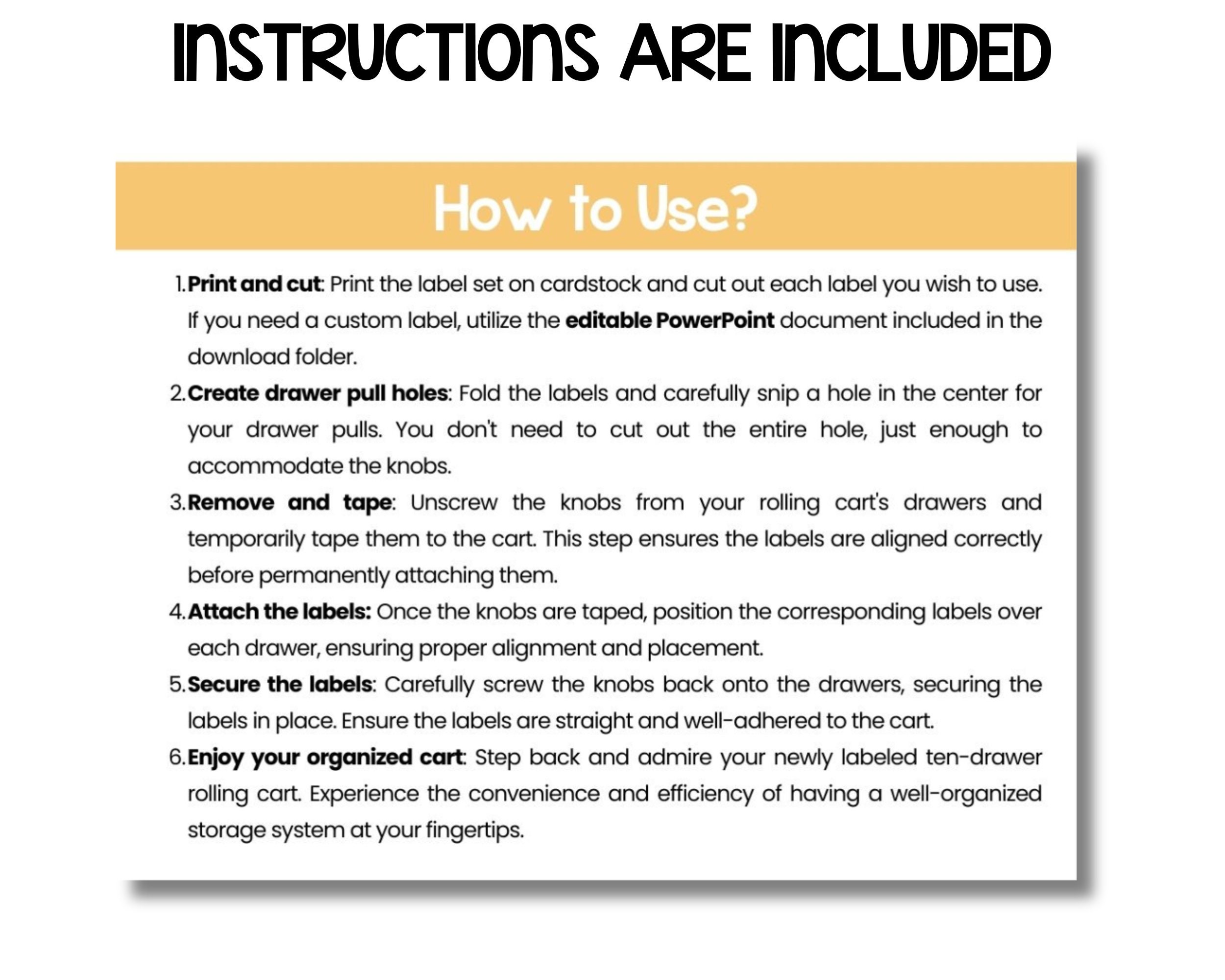 Editable 10 Drawer Rolling Cart Labels Set Camping Themed - Etsy