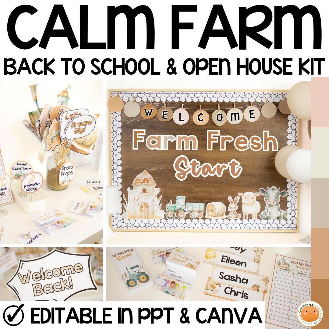 Farm Back to School, Open House & Meet the Teacher Kit, Bulletin Board ...
